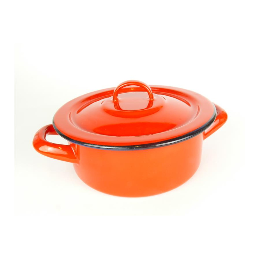 Topf Emaille 14cm mit Deckel Retro Design, 14,99