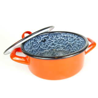 Topf Emaille 14cm mit Deckel Retro Design, 14,99