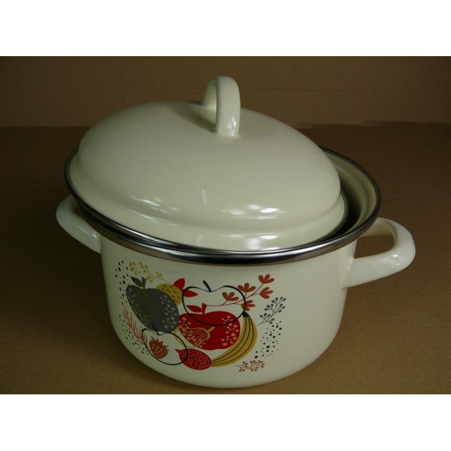 Kochtopf 1,75 Liter mit hohem Deckel und Design emailliert, 19,99