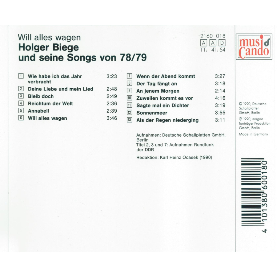 Holger Biege - Will alles wagen uns seine Songs 78/79, 29,99