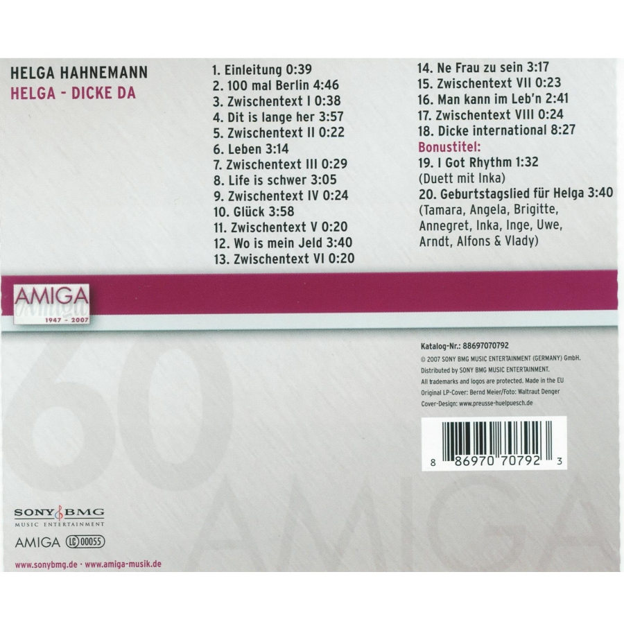 Helga Hahnemann CD - Helga - Dicke da, 26,99